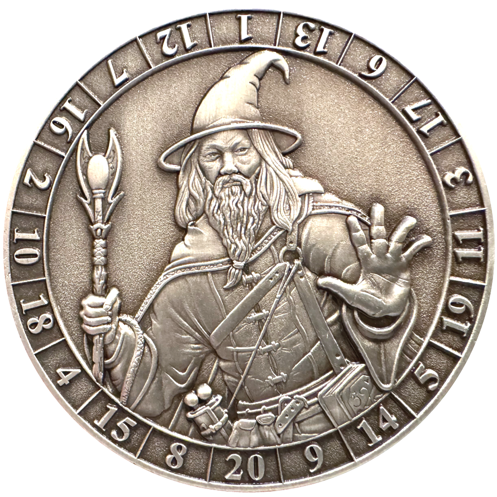 Dice Coin D20 Male Human Wizard (Backorder) – QM Direct