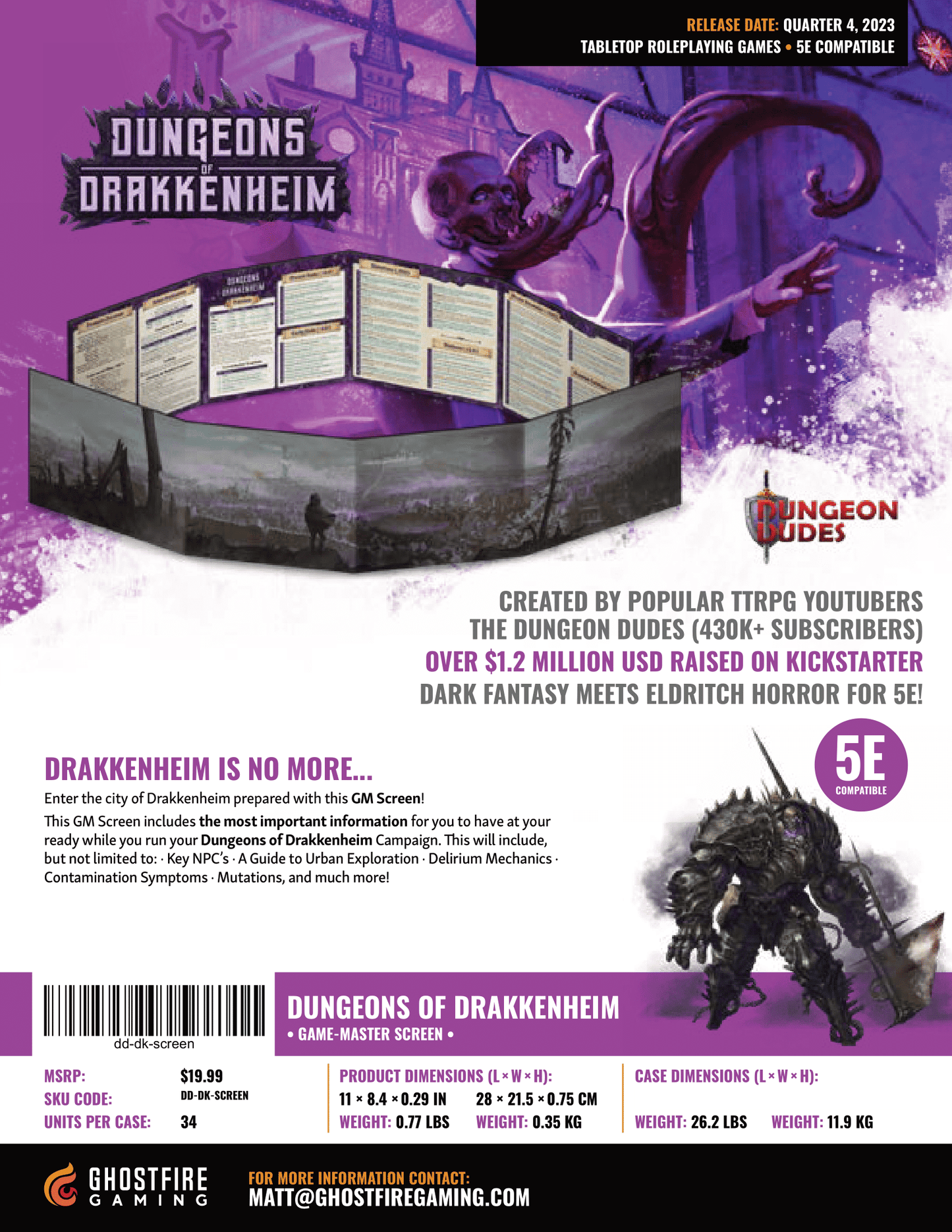 Dungeons of Drakkenheim: GM Screen – QM Direct